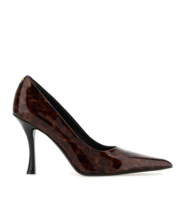 FERRAGAMO Printed Pointed Toe High Heel Pumps - Black