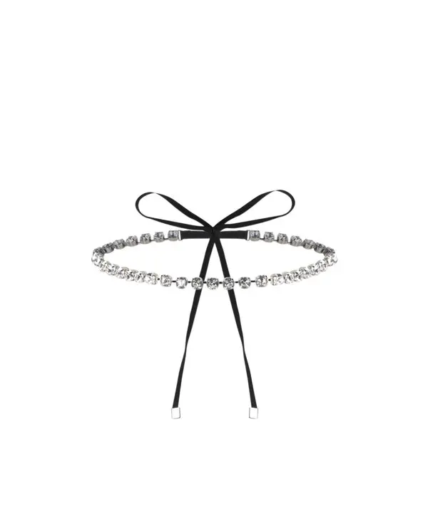 MAISON MARGIELA Embellished Rhinestone Bow Necklace - Black