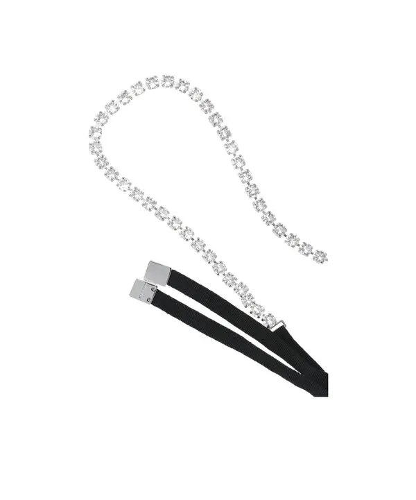 MAISON MARGIELA Embellished Rhinestone Bow Necklace - Black