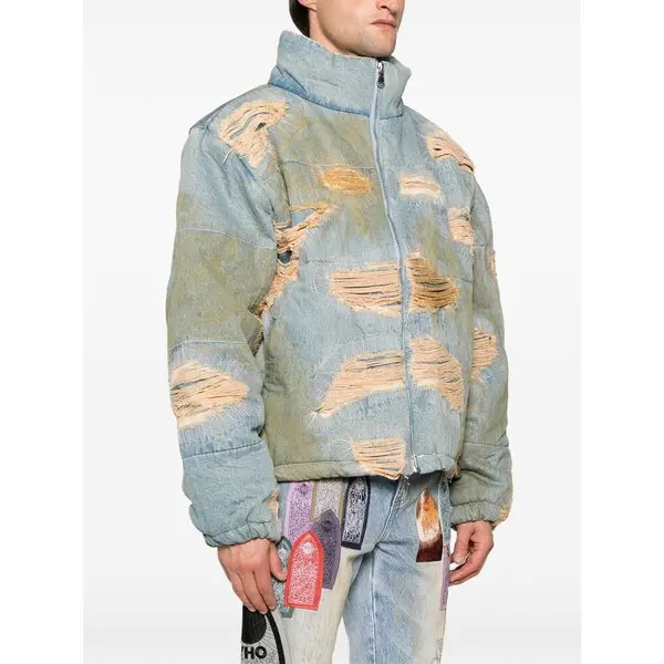WHO DECIDES WAR Denim Bomber Jacket - Light Blue