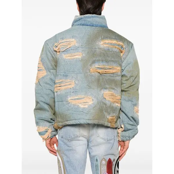 WHO DECIDES WAR Denim Bomber Jacket - Light Blue