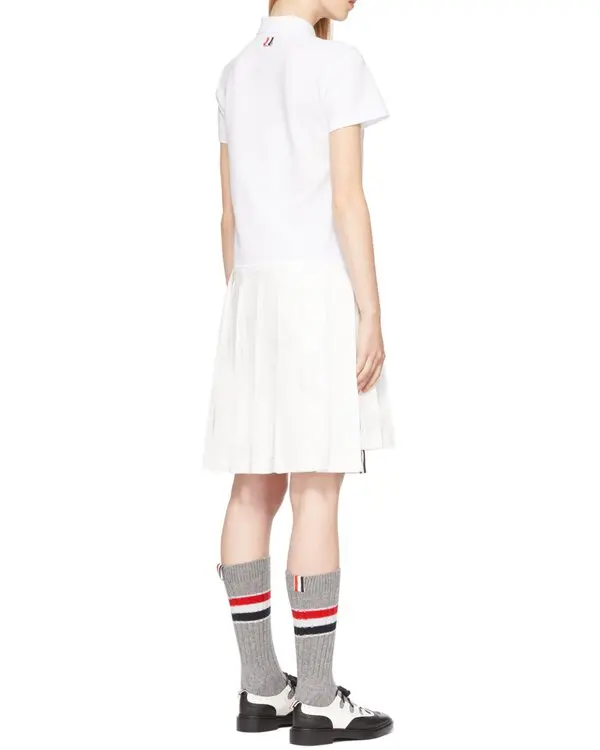 Thom Browne Rwb Stripe Pleated Polo Dress