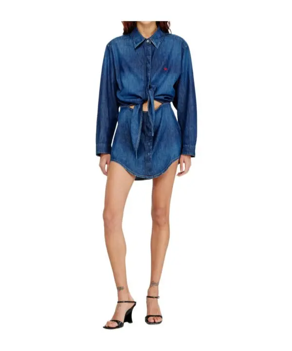 DIESEL® Belted Tie-front Denim Jacket - Medium Blue