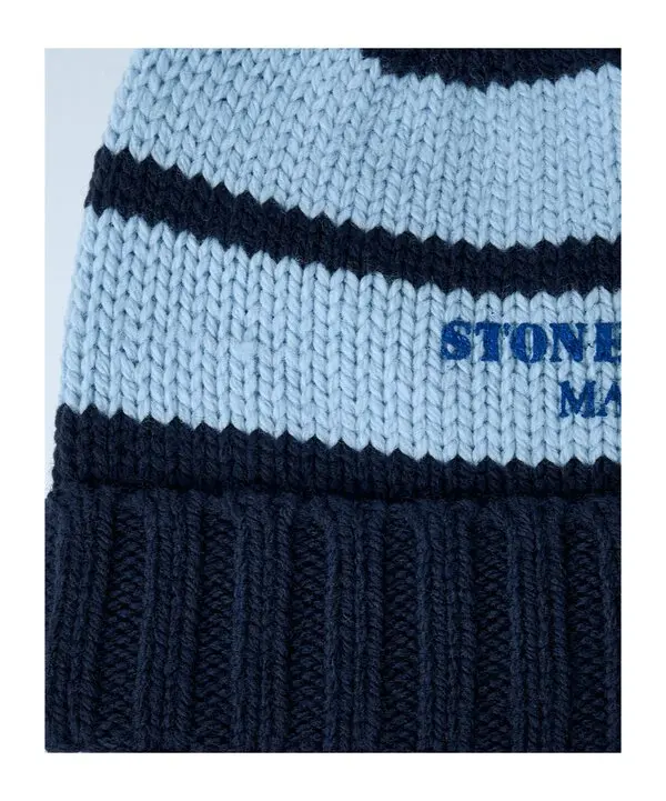 Stone Island Striped Knitted Beanie - Black
