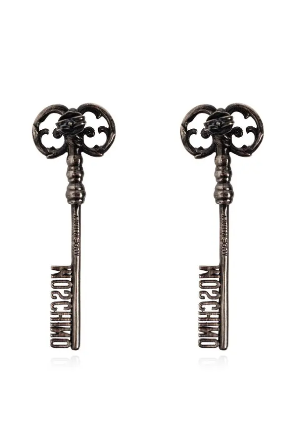 Moschino Lettering Key Drop Earrings