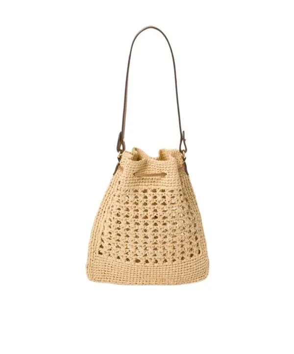 Miu Miu Woven Fabric Mini-bag With Leather Handle - Nude