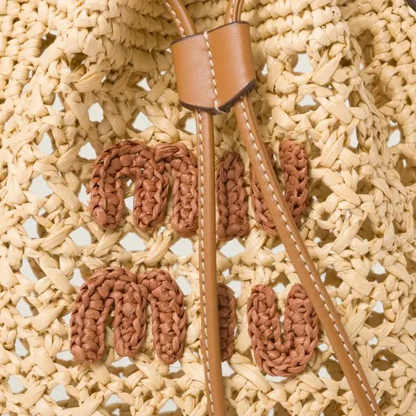 Miu Miu Woven Fabric Mini-bag With Leather Handle - Nude