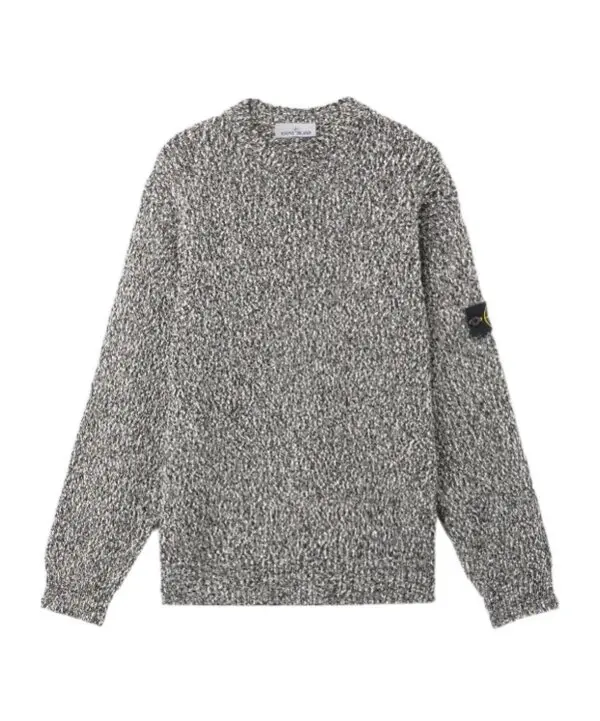 Stone Island Speckled Cotton Knit Crewneck Jumper - Black Blend