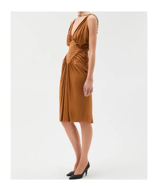 Versace Ruched Satin Midi Dress