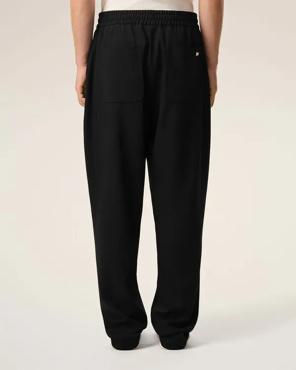 Ami Straight-leg Trousers With Logo Detail - Black