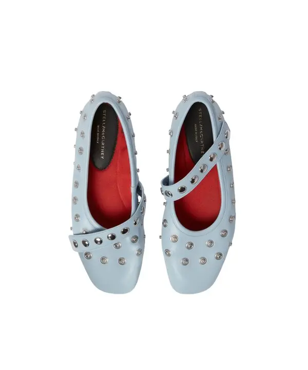 Stella McCartney Ryder Popper-studded Ballet Flats - Gray-blue