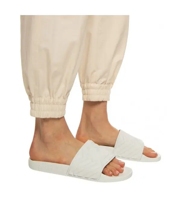 Gucci Matelassé Rubber Pool Slides - White