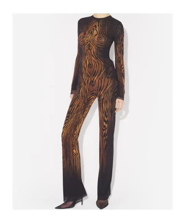 JEAN PAUL GAULTIER Wood Print Mesh Top
