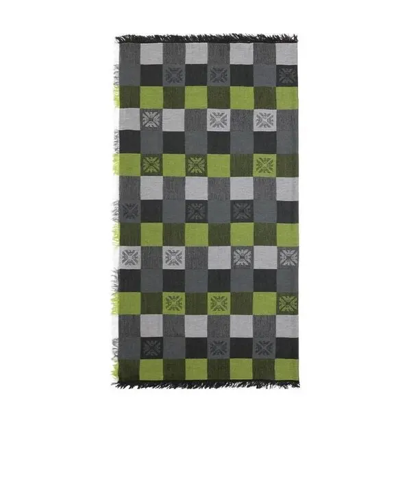 Emporio Armani Logo Checkered Scarf - Black