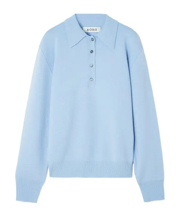 RÓHE Polo-collar Knitted Sweater - Light Blue