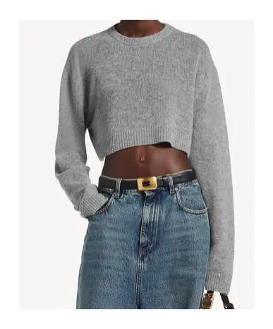 Balenciaga Cropped Crewneck Sweater - Light Gray