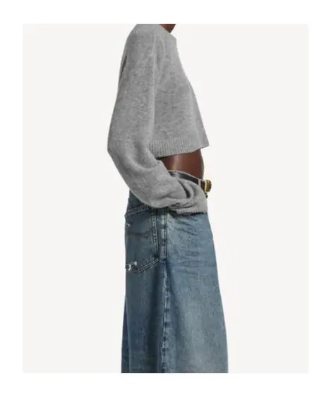 Balenciaga Cropped Crewneck Sweater - Light Gray