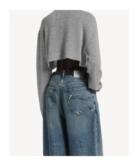 Balenciaga Cropped Crewneck Sweater - Light Gray