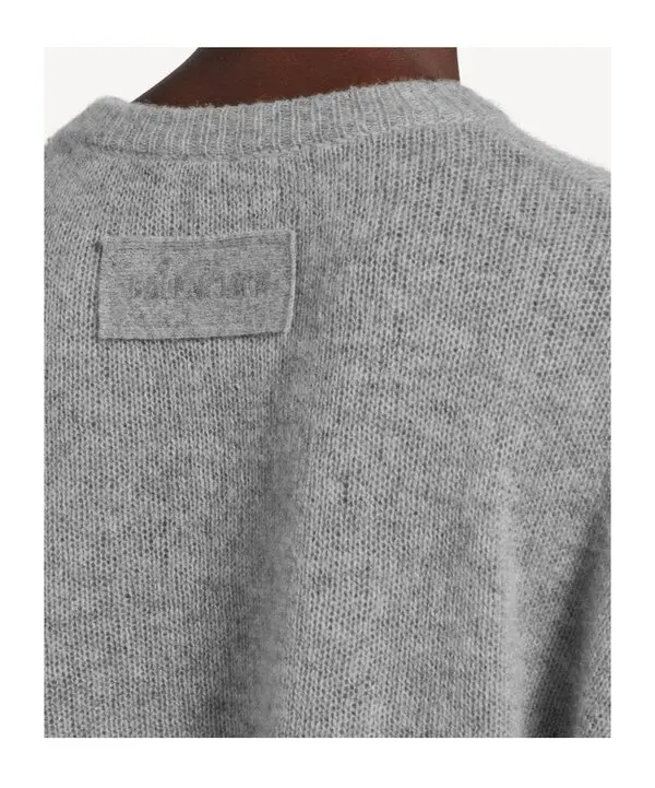 Balenciaga Cropped Crewneck Sweater - Light Gray