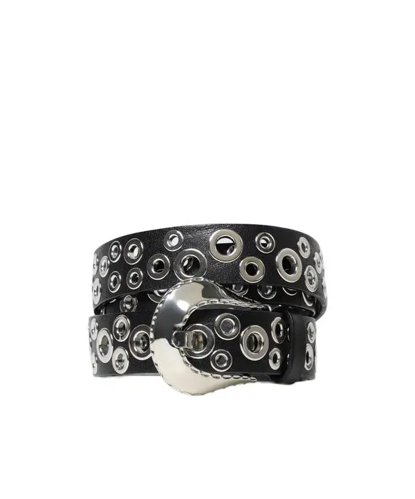 GOLDEN GOOSE Metal Eyelet Belt - Black
