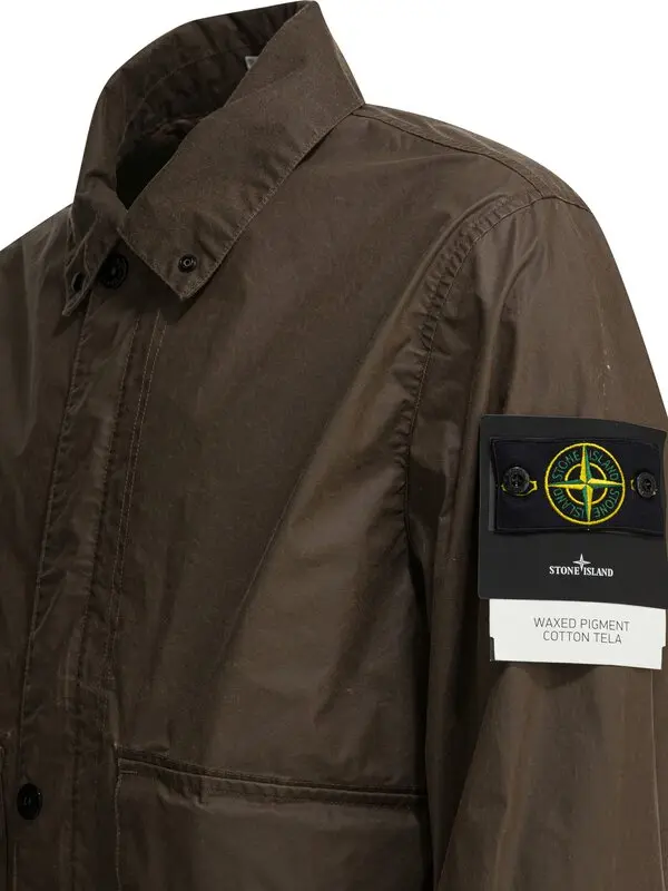 Stone Island Logo Patch Buttoned Jacket - Green
