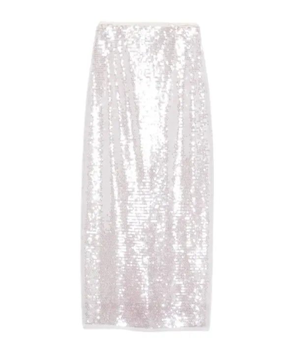 FORTE_FORTE Sequin-embellished Pencil Skirt - Sliver