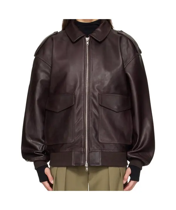 THE FRANKIE SHOP Long-sleeved Leather Jacket - Black