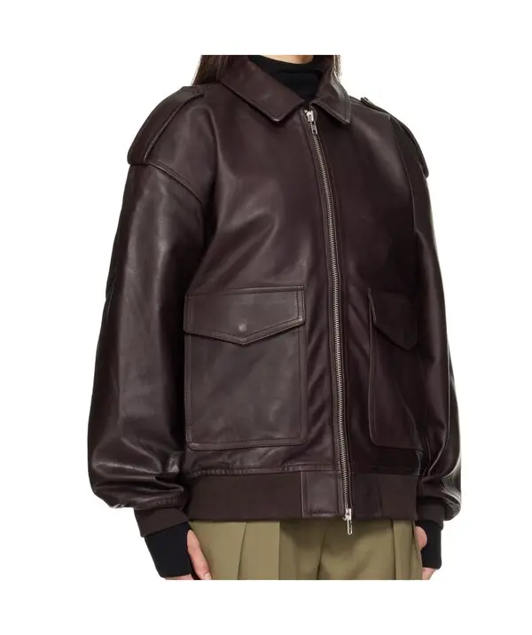 THE FRANKIE SHOP Leather Bomber Jacket - Black