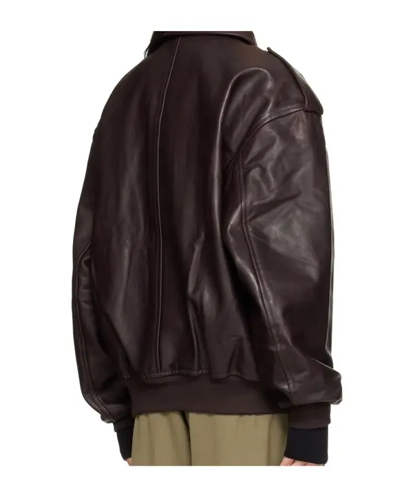 THE FRANKIE SHOP Leather Bomber Jacket - Black