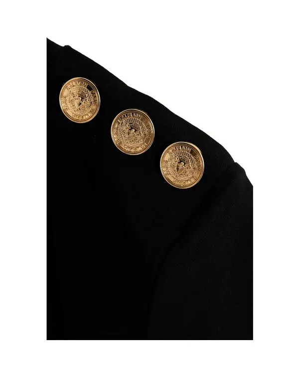 Balmain Logo Print Crewneck T-shirt With Embellished Shoulders