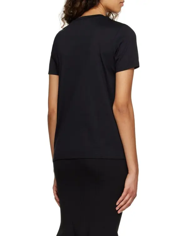 Balmain Logo Print Crewneck T-shirt With Embellished Shoulders