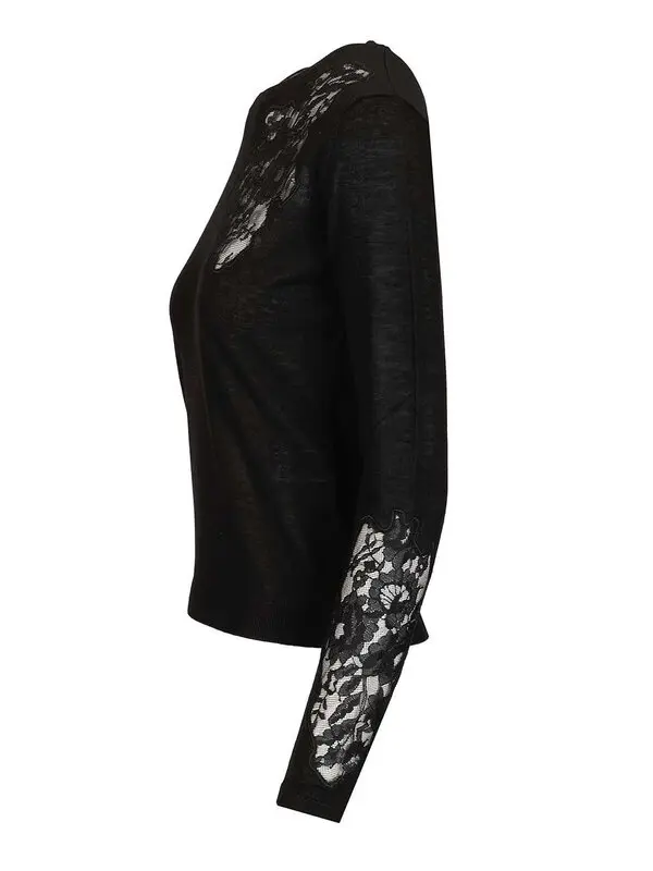 Max Mara Lace Appliqué Long Sleeve T-shirt