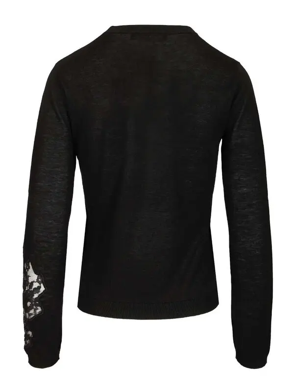 Max Mara Lace Appliqué Long Sleeve T-shirt