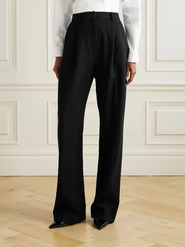 Carolina Herrera Pleated Wool Blend Wide-leg Trousers