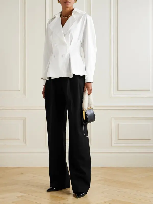Carolina Herrera Pleated Wool Blend Wide-leg Trousers
