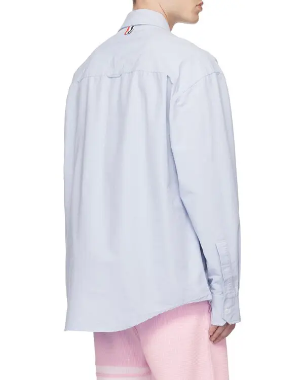 Thom Browne Striped Collared Button-up Shirt - Light Blue