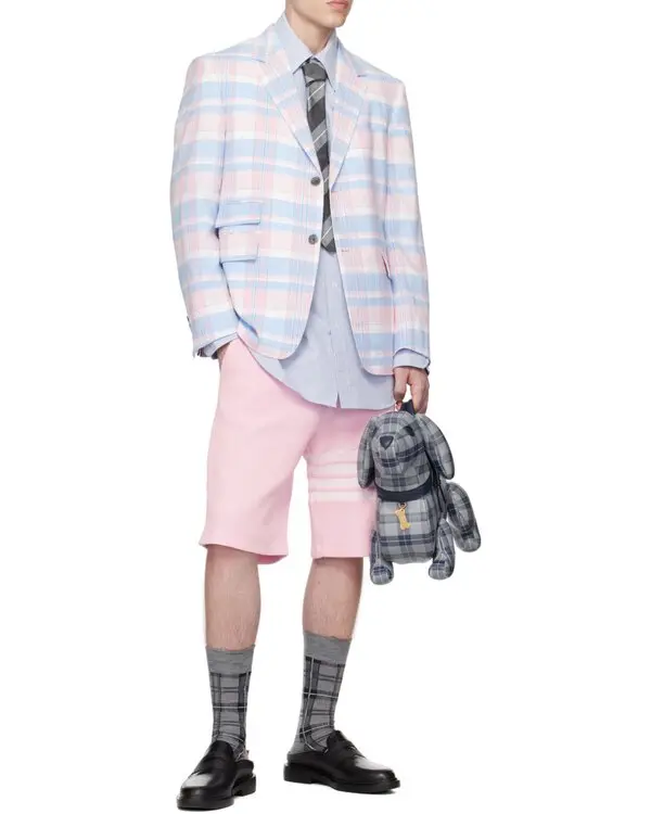 Thom Browne Striped Collared Button-up Shirt - Light Blue