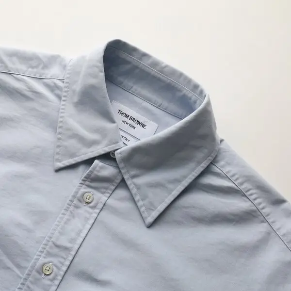 Thom Browne Striped Collared Button-up Shirt - Light Blue