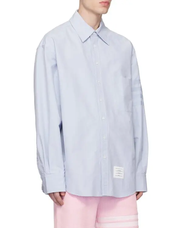 Thom Browne Striped Collared Button-up Shirt - Light Blue