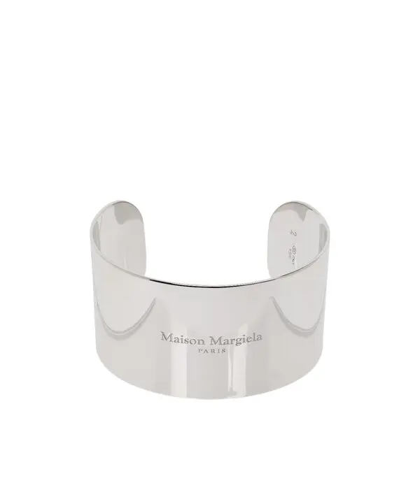 MAISON MARGIELA Engraved Logo Cuff Bracelet - Polished Silver
