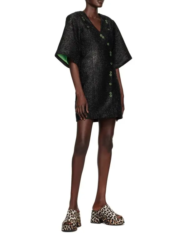 GANNI Sparkle V-neck Wrap Mini Dress