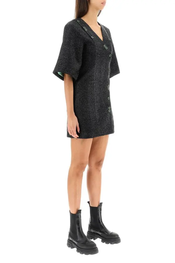 GANNI Sparkle V-neck Wrap Mini Dress