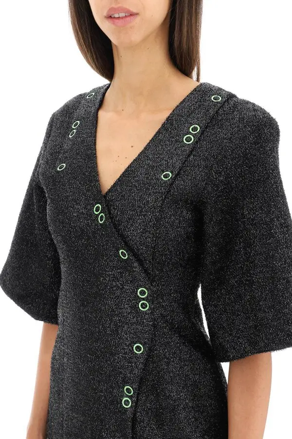 GANNI Sparkle V-neck Wrap Mini Dress
