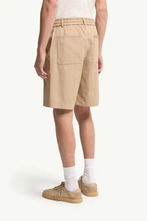 Moncler Relaxed Fit Shorts With Adjustable Waistband - Beige