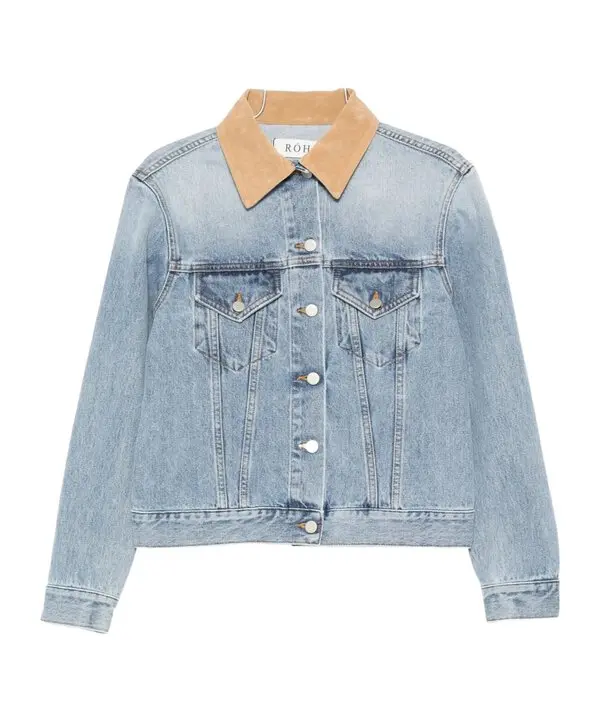 RÓHE Patchwork Denim Jacket With Classic Collar - Gray