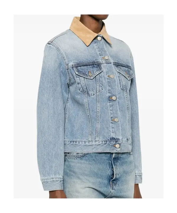 RÓHE Patchwork Denim Jacket With Classic Collar - Gray