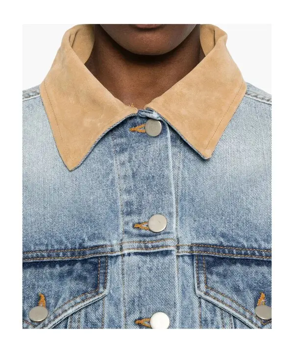 RÓHE Patchwork Denim Jacket With Classic Collar - Gray