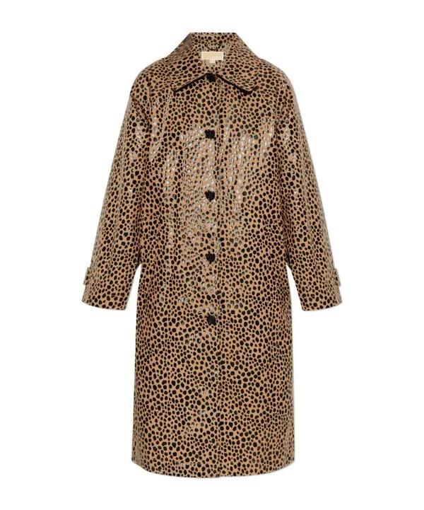 Michael Kors Leopard Print Mid-length Coat - Beige