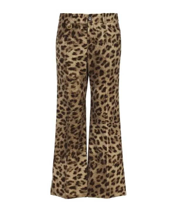 Chloé Leopard Print Cropped Flared Trousers