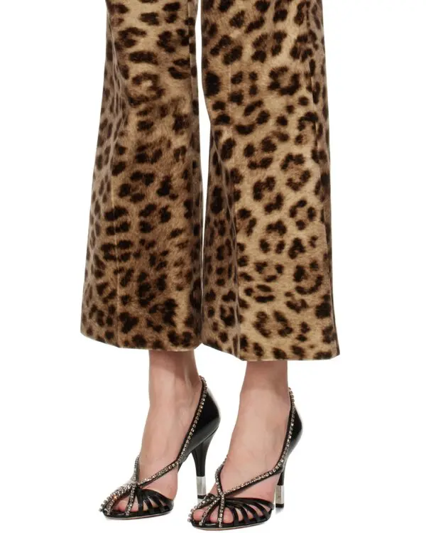 Chloé Leopard Print Cropped Flared Trousers